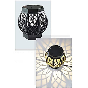 ZZYJYALG Led Black Vintage Hollow Aluminum Waterproof Post Lights European Retro Industrial Outdoor Post Lights Lawn Door Garden Park Home Lighting Pillar Lamps