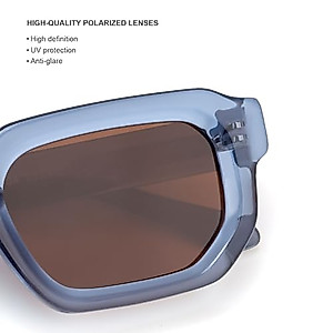 Baililai Trendy Rectangle Sunglasses for Women and Men,High Definition Clarity, UV Protection, and Glare Reduction (blue-C6)