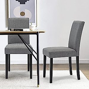 GOTMINSI Upholstered Dining Chairs with Solid Wooden Legs, Modern Stylish Fabric Padded Parsons Chairs Set of 2 (Gray)