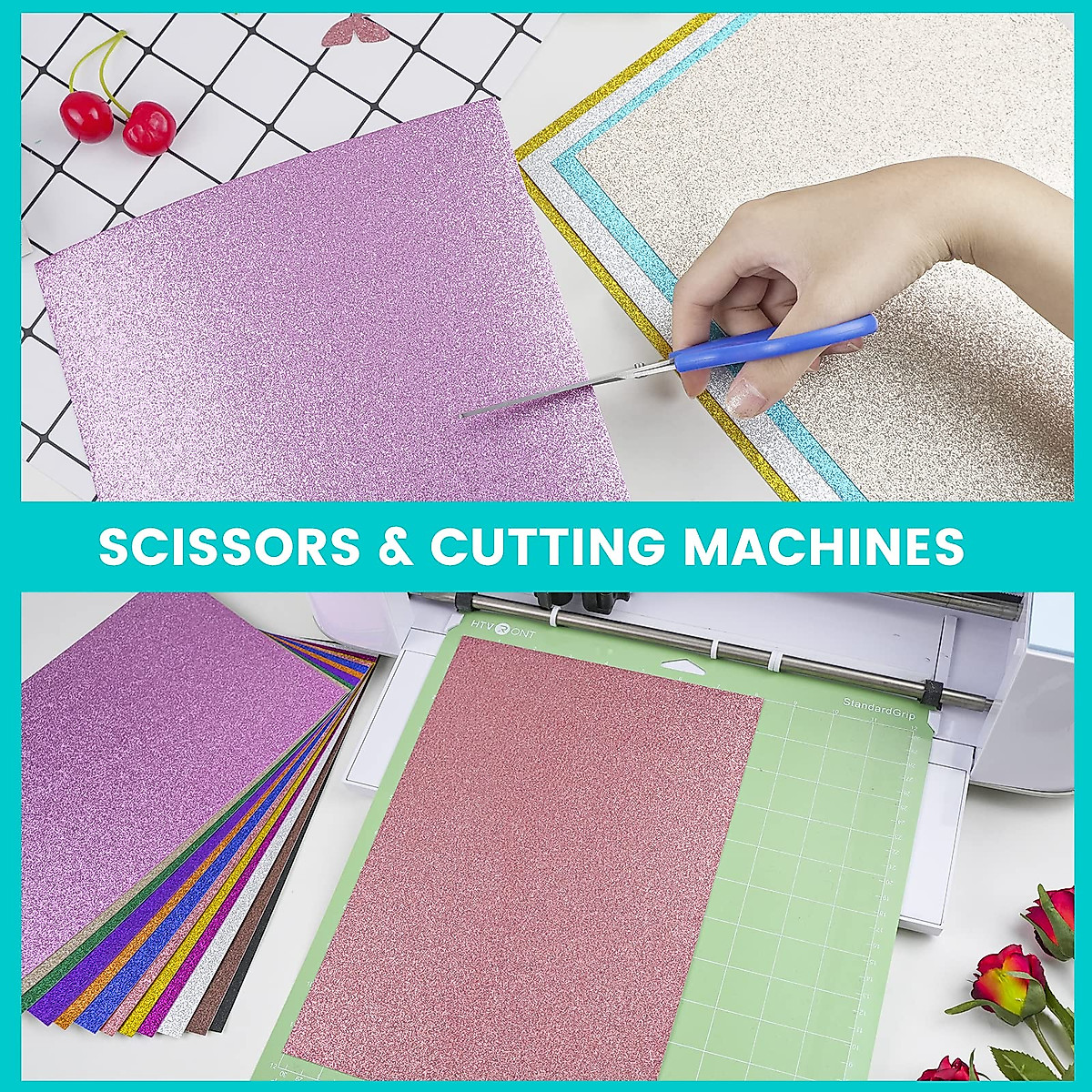 HTVRONT Glitter Cardstock Paper - 40 Sheets 13 Colors Glitter Card Stock, 110lb Cover A4 Thick Cardstock Glitter Paper for Craft, Birthday, Scrapbook, Wedding, Sparkly Paper, Card Making