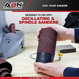 ABN Aluminum Oxide Spindle Sanding Sleeves 18-Pack – 4.5in Length, Assorted 80 120 240 Grit, 1/2in to 3in Sandpaper