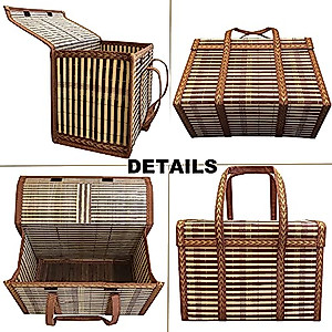 Picnic Basket for 2 with lid Handle,Picnic Baskets Empty for Gifts Cheap-Foldable