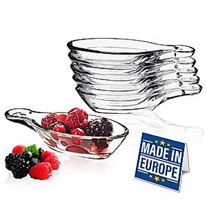 Crystalia Boutique Leaf Shape Glass Bowls Set for Kitchen Prep, Small Pinch Bowls, Clear Glass Cooking and Serving Bowls for Fruit, Sauce, Dipping and Candy Dishes, Mini Decorative Serveware Set of 6