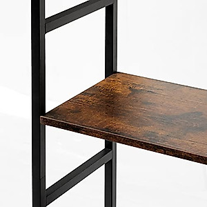 Vagusicc Industrial Display Standing Bookshelf, 4-Tier Tall Bookcase Wood Book Shelf, Modern Book Shelf Storage Organizer Steel Frame, Multipurpose Bookshelf for Living Room/Bedroom/Kitchen/Bathroom