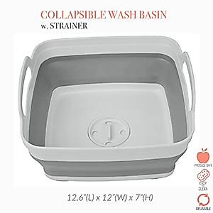 Kitchen Details Collapsible Wash Basin | Self Draining Design | Large Flexible Design | Protect Dinnerware | Self Draining | Space Saver | Home Cleaning | White