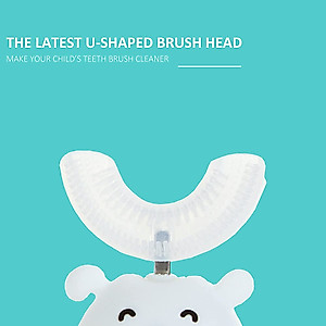 AIXIU Automatic Electric Toothbrush Kids with U Shaped Brushes, 360° Ultrasonic Toothbrush with 2 Different Size Brush Head, IPX7 Waterproof, Three Clearing Modes, for Toddlers Children Age 2-14