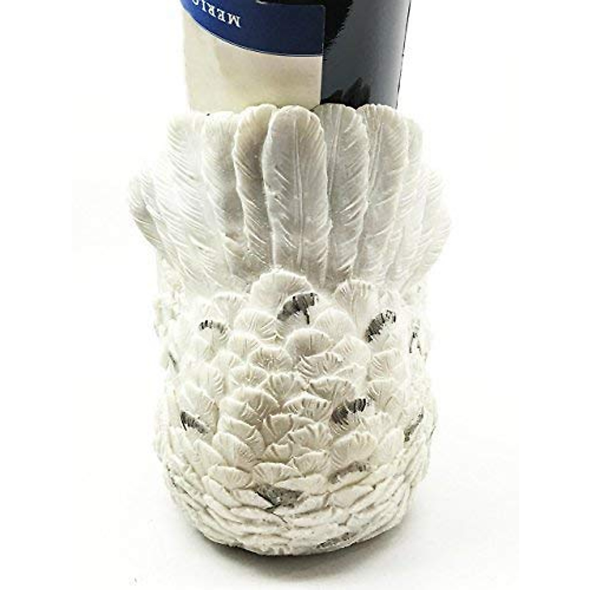 Ebros Wisdom of The Tundra Forest Beautiful Mystical Snowy Owl Wine Bottle Holder Figurine Storage Rack for Rustic Wildlife Decor Ideal for Cabin Lodge Country Design Decorative Party Hosting Kitchen