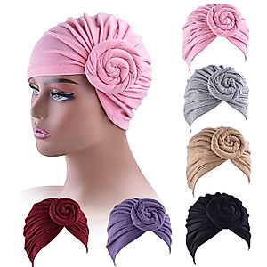 6 Pcs Head Wrap for Women Turban Hats Headband African Twist Knot Pre-Tied Headwraps for Female Beanie Caps