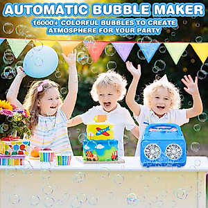 Kids Bubble Machine Automatic Bubble Blower - FUNNYB&G Bubble Maker 16000+ Bubbles Per Minute Bubble Toy for Parties Outdoor Wedding Christmas Birthday (Operated by Plugin or Batteries)
