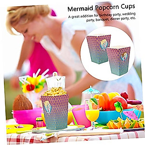 24pcs Popcorn Boxes Popcorn Box Boom Chicka Popcorn Candy Popcorn Snack Container Classic Popcorn Cups Paper Food Trays Party Favor Box Mermaid Series Popcorn Box Snack Box