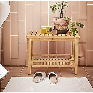 RANDEFURN Shower Bench 24'' Shower Chair with Shelf, Bathroom Bench,Shower Benches for InsideShower, Shoe Organizer or Entryway Bench 24x15x18.2 Inches