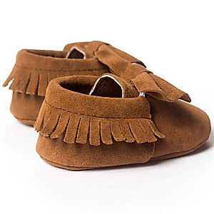 LIVEBOX Infant Baby Girls and Boys Premium Soft Sole Moccasins Tassels Prewalker Anti-Slip Toddler Shoes