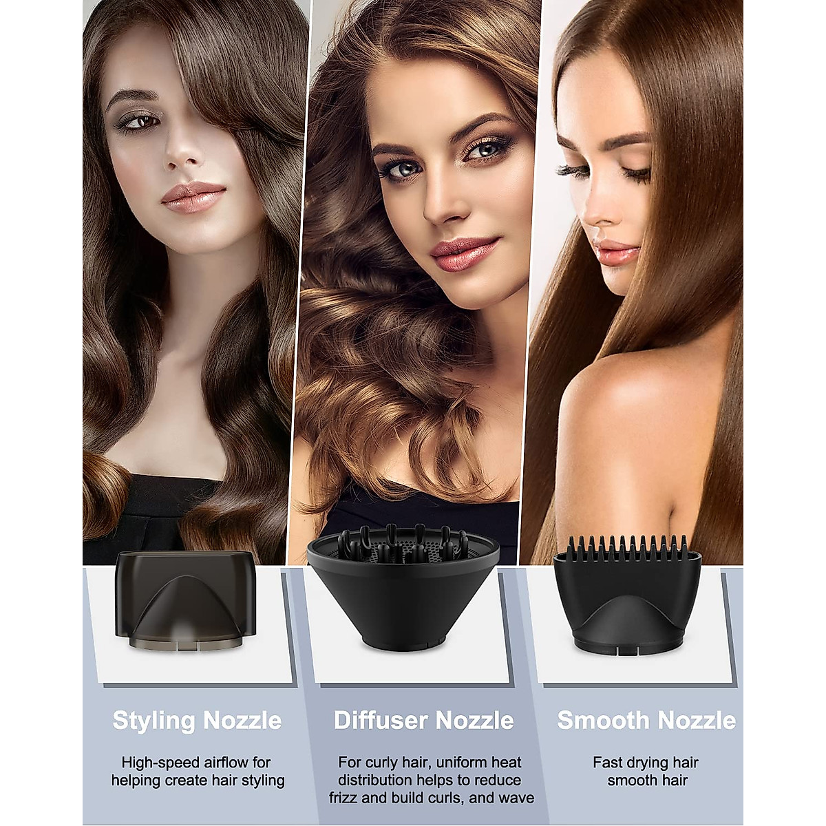 CENJOY Hair Dryer - 1875W Negative Ion Hairdryer with Diffuser, 2 Heating/2 Speed/Cool Setting, Lightweight, Compact, Portable, Quiet for Home, Travel