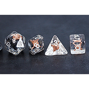 3DEGOS Black Rogue Pirate DND Dice Set for Dungeons and Dragons Gifts, D&D, D and D, Pathfinder, Accessories, D20, Polyhedral, Resin Dice, Metal, Dice Tray, Tower, Bag, Box