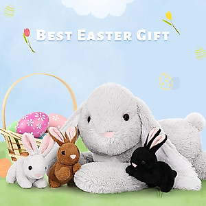 BENINY 4Pcs Bunny Stuffed Animal - 24"" Large Stuffed Bunny Rabbit Plush Toy Gifts for Kids - Cuddly Mommy Bunny Surprise with 3 Small Bunnies