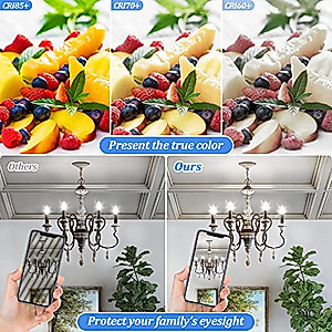 Brightever Candelabra 40W Equivalent LED Light Bulbs, 4W Candle Light Bulbs with Small E12 Base, Daylight White 5000K Ceiling Fan Lightbulbs, Type B Bulb for Wall Sconces, Non-Dimmable, Pack of 6