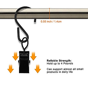 Coideal Curtain Clips Gutter Hooks, 40 Pcs Metal S Hooks Awning Xmas Light Shower Hanging Clips for Christmas Decoration, Indoor and Outdoor (Black)