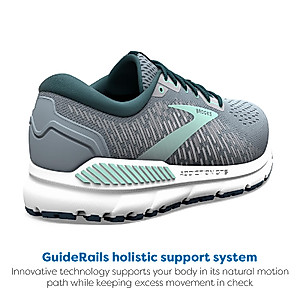 Brooks Women's Addiction GTS 15 Supportive Running Shoe - Grey/Navy/Aqua - 5 Narrow