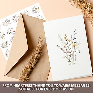 AUDREE 20 Pack Blank Cards and Envelopes 4x6 - Watercolor Wildflowers Blank Greeting Cards with Envelopes and Matching Sticker - Blank Note Cards and Envelopes for All Occasions