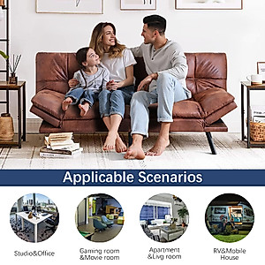 QAIIOO Futon Sofa Compact Living Space, Memory Foam Convertible Sleeper Bed, Folding Recliner Adjustable Backrest Armrests, Apartment, Dorm, Bonus Room, 71" D x 33" W x 31.5" H, Modern Brown