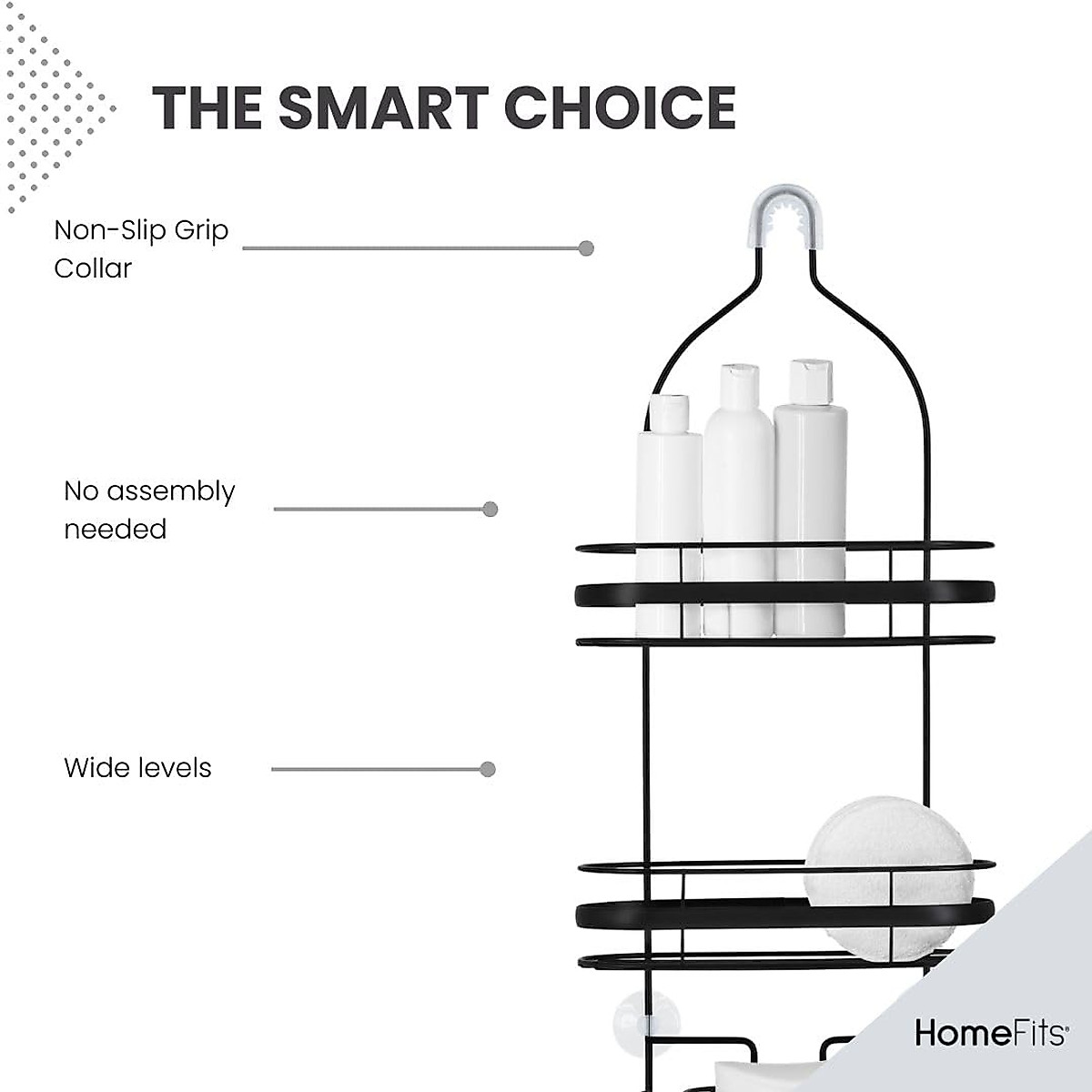 Hanging Shower Caddy Organizer Over Shower Head, Rust Resistant Rack Shower With Soap Holder and 2 Shelves For Shampoo, Bathroom Shower Organizer AMG (Matte Black)