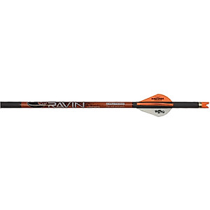 Ravin Crossbow R138 Carbon 400 Grain .003 Crossbow Arrows (6-Pack) Black/Red Bundle with 6 Hunting Broadheads (3 Items)