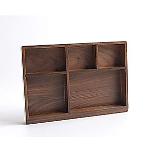 Black Walnut Western-style Drawer Type Cutlery Storage Box Desktop Solid Wood Storage Tray Tableware Organizer - 24x16.8x2.5cm (Picture 1)