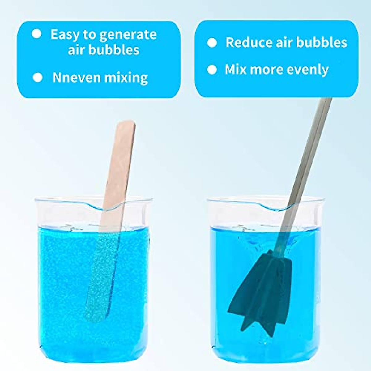 YeeBeny 6 Pcs Epoxy Mixer Attachment for Drill, 6 Reusable Multipurpose Bidirectional Paint Stirrer, Helix Mixer for Resin, Silicone Gallon Mixing Tools, Paint Mixer for Drill(6 paddles and 2 sticks）