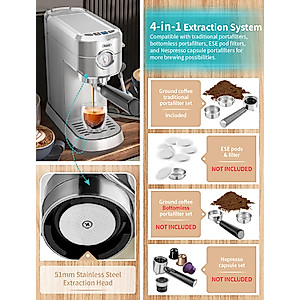 Gevi Espresso Machine & Coffee Maker - 20Bar Semi Automatic Espresso Machine With Grinder & Steam Wand – All in One Espresso Maker & Latte Machine for Home Dual Heating System…