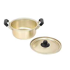 Generic CHEFLINE Ramen Pot with Stay-cool Handles, Fast Heating (18cm/7 inches), Medium, Gold, RMPOT01