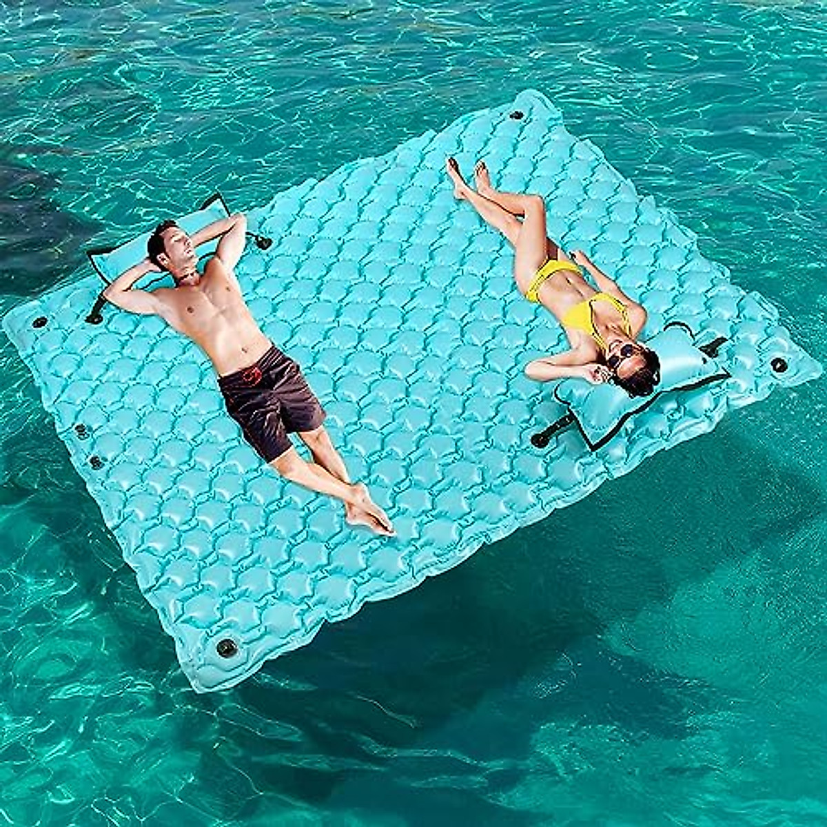 BOLITE Giant Inflatable Lake Float for Adults, 102 x72 Inch Pool Float with Pool Hammock, Floating Mat Toy Raft Loung for Swimming Pool Lake Beach Summer Water Party, Blue