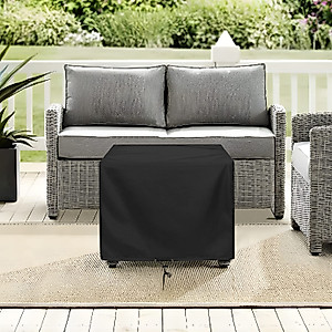 SunPatio Outdoor Ottoman Cover, Waterproof Square Coffee Table Cover, Patio Furniture Covers Side Table Cover, All Weather Protection, 22W x 22D x 18H, Black