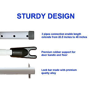 Door Security Bar Door Jammer Security Bar & Adjustable Sliding Door Glass Patio Door Stoppers Barricade Inside Stick Blocker Lock Burglar Bars For Home Apartment Travel 2 PCS Heavy Duty Secure Safety
