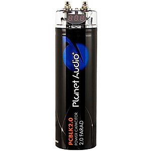 Planet Audio PCBLK2.0 – 2 Farad Car Capacitor For Energy Storage To Enhance Bass Demand From Audio System