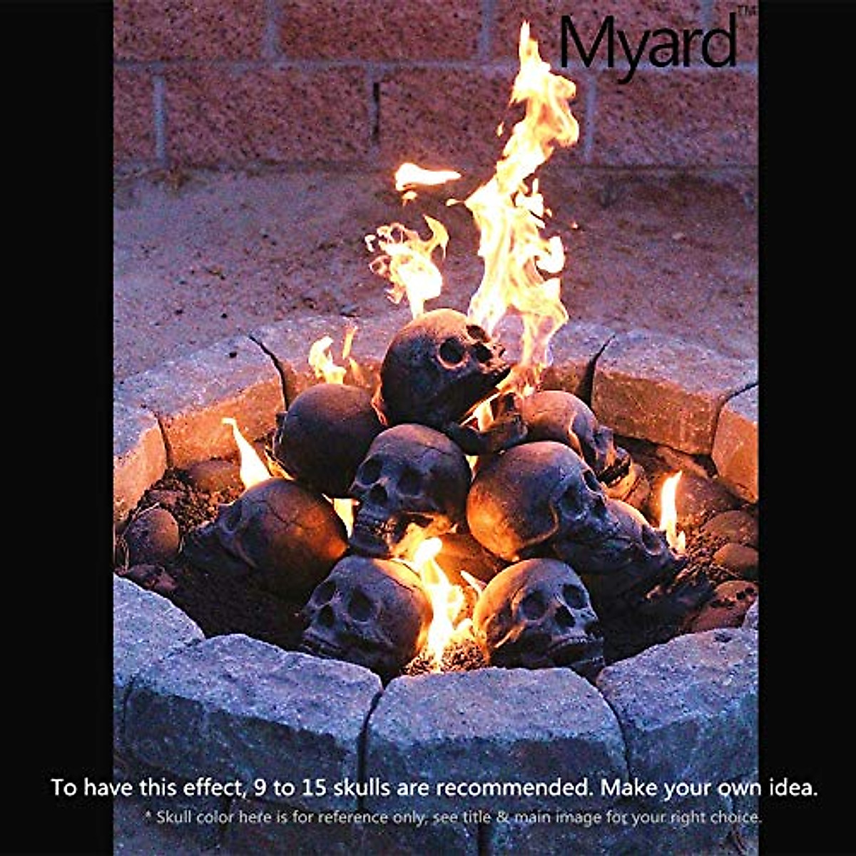 Myard Fireproof Imitated Human Fire Pit Skull Gas Log for NG, LP Wood Fireplace, Firepit, Campfire, Halloween Decor, BBQ (Qty 1, White - Mini, One Piece)