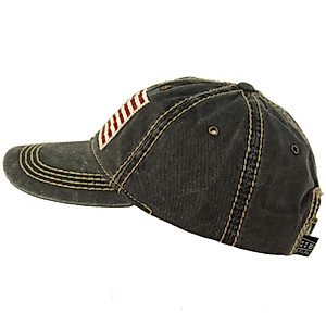 EPOCH Unisex Washed Cotton Vintage USA Flag Low Profile Summer Baseball Cap Hat Black (Black)