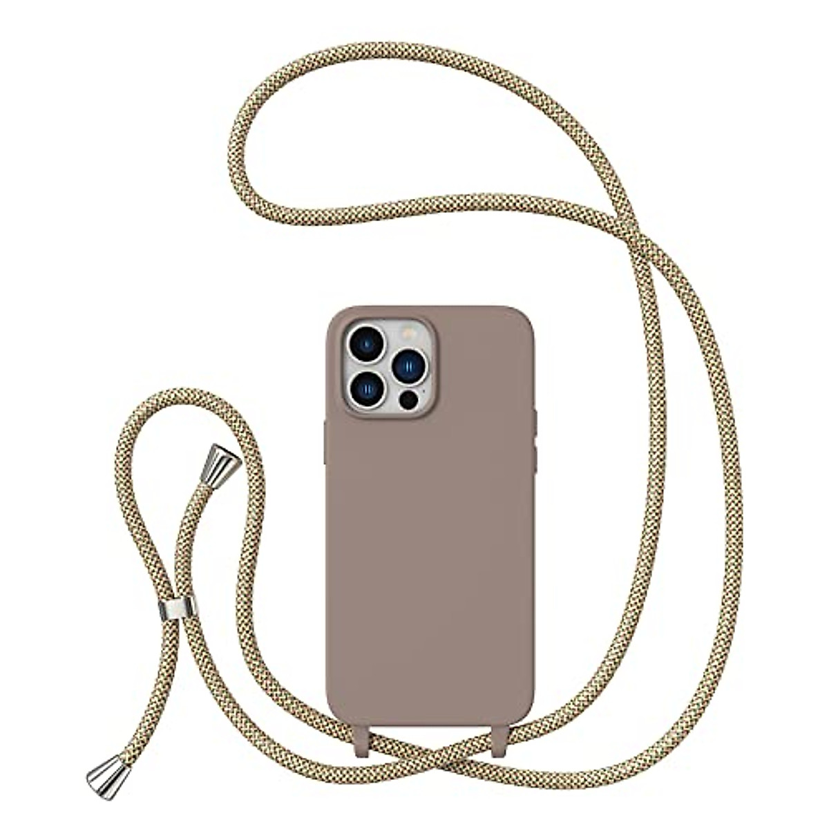 ZTOFERA Crossbody Case for iPhone 14 Pro with Lanyard Strap Adjustable Rope Liquid Silicone Soft Cover for iPhone 14 Pro 6.1 inch-Brown