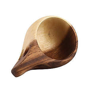 olelo Acacia Wooden Cup Camping Cup Nordic Style Handmade Natural Portable Wood Mug Drinking Cup for Coffee, Tea and Milk (model b)