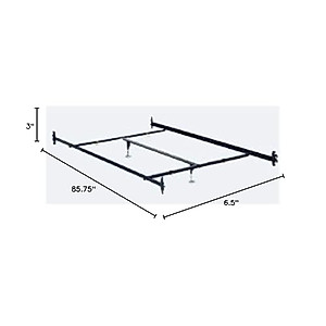Hollywood Bed Frames Hook in Bed Rail with Center Support/Crossarms/2 Legs/Adjustable Glides, 82-Inch, Queen/Eastern King