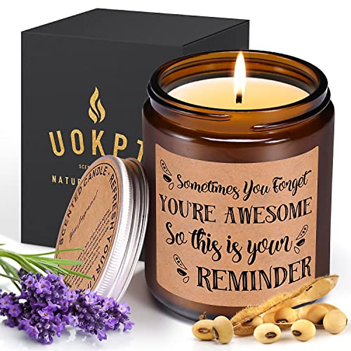 UOKPT Lavender Scented Candle Gifts for Women - Funny Birthday Gift for Best Friends Sister Mom Coworker - Unique Friendship Candles Present for BFF Christmas Bday Mothers Day