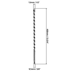 QWORK Auger Drill Bit for Wood, 1/2 Inch Diameter x 16 Inch Length, 3/8-Inch Hex Shank, Long Drill Bits