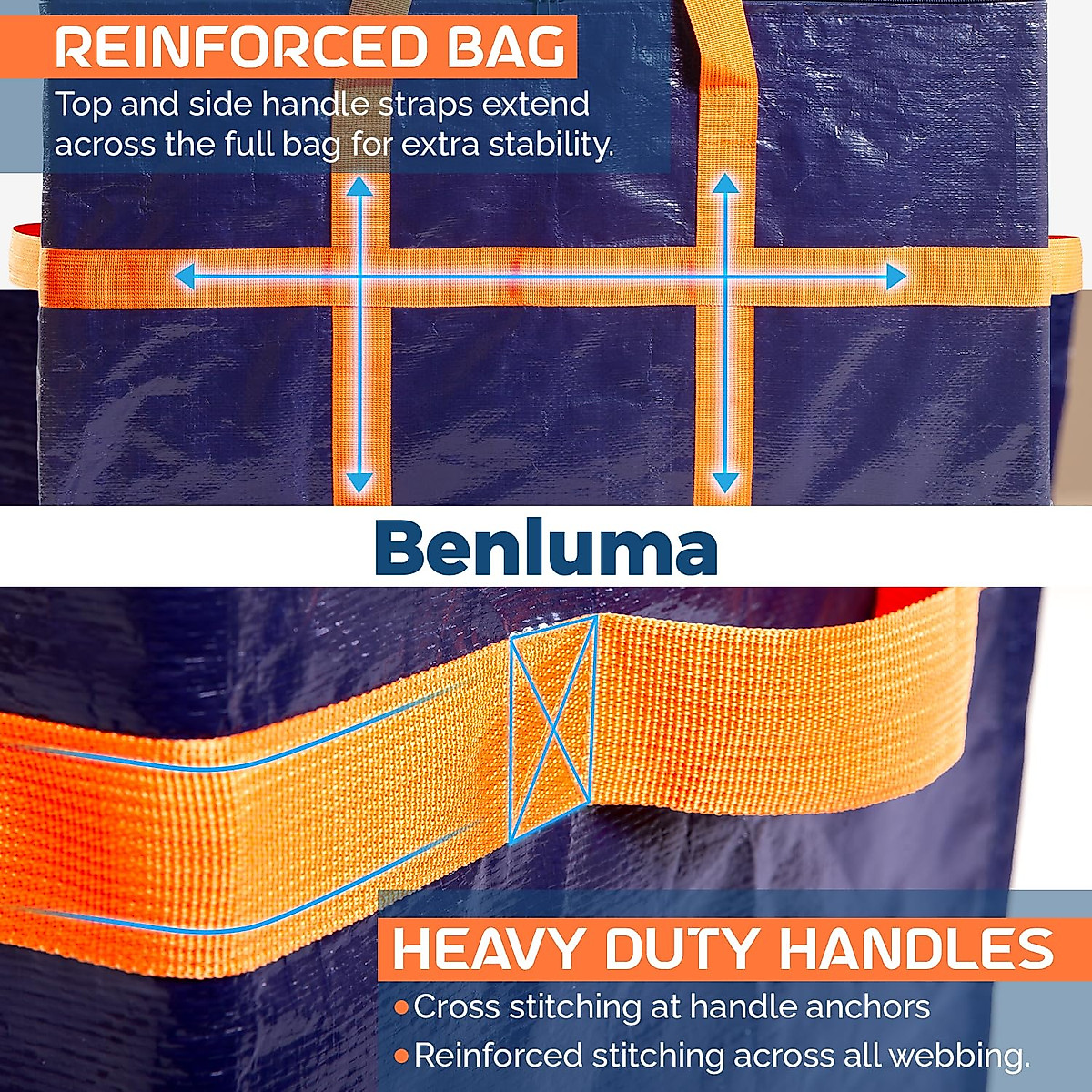 Benluma 6-Pack Extra Large Moving Bags, Moving Totes with Zippers, Heavy Duty Moving Bags Medium and Large Alternative, Packing Boxes for Moving Supplies, Moving Totes Alternative