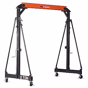 Titan Attachments Telescoping Gantry Crane, 2 Ton Capacity, Shop Lift Hoist Rated 2,000 LB, Portable Design with Locking Wheels, Adjustable Height up to 12 FT, Durable Steel Construction, Frame Only