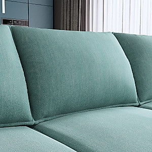 HONBAY Convertible Sectional Sofa with Ottman Set Modular Sectional Couch with Reversible Chaise L Shaped Modular Sofa with Storage Seats for Living Room, Aqua Blue