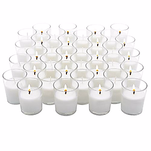 Royal Imports Unscented Clear Glass Votive Candles, Long 10 Hour Burn Time, for Home, Spa, Wedding, Birthday, Holiday, Restaurant, Party, Birthday, 36 Pack