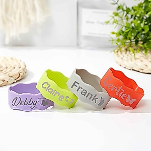 Personalized Bottle Labels, Silicone Baby Bottle Bands for Daycare Custom Name Reusable Water Bottle Labels (1pc)