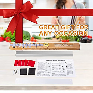 Ninonly 12 Inch Magnetic Knife Holder for Refrigerator, Stainless Steel Double Sided Magnet Knife Strip for Wall, No Drilling Magnetic Knife Rack with Powerful Magnetic Pull Force Fridge Applicable