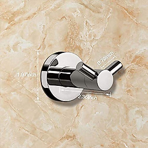 CRO DECOR 2 Pack Towel Hooks, Coat Clothes Hook SUS304 Stainless Steel Robe Hanger Heavy Duty Wall Hooks for Bathroom Kitchen Chrome Polished