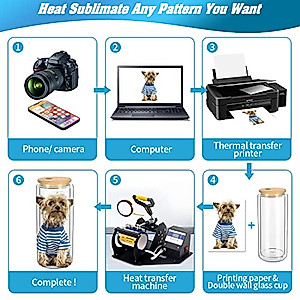 YOUKE OLA 4 Pack Double Wall Glass Cans Blank with Bamboo Lid & Straws, Pre Drilled Beer Can Glass for Snow Globe glitter (Clear 16oz