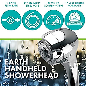 Niagara Conservation N2945CH Earth Spa 3-Spray with 1.5 GPM 2.7-in. Wall Mount Handheld Shower Head in Chrome, 1-Pack | Bathroom Shower Head Sprayer with Pressure Compensation Technology